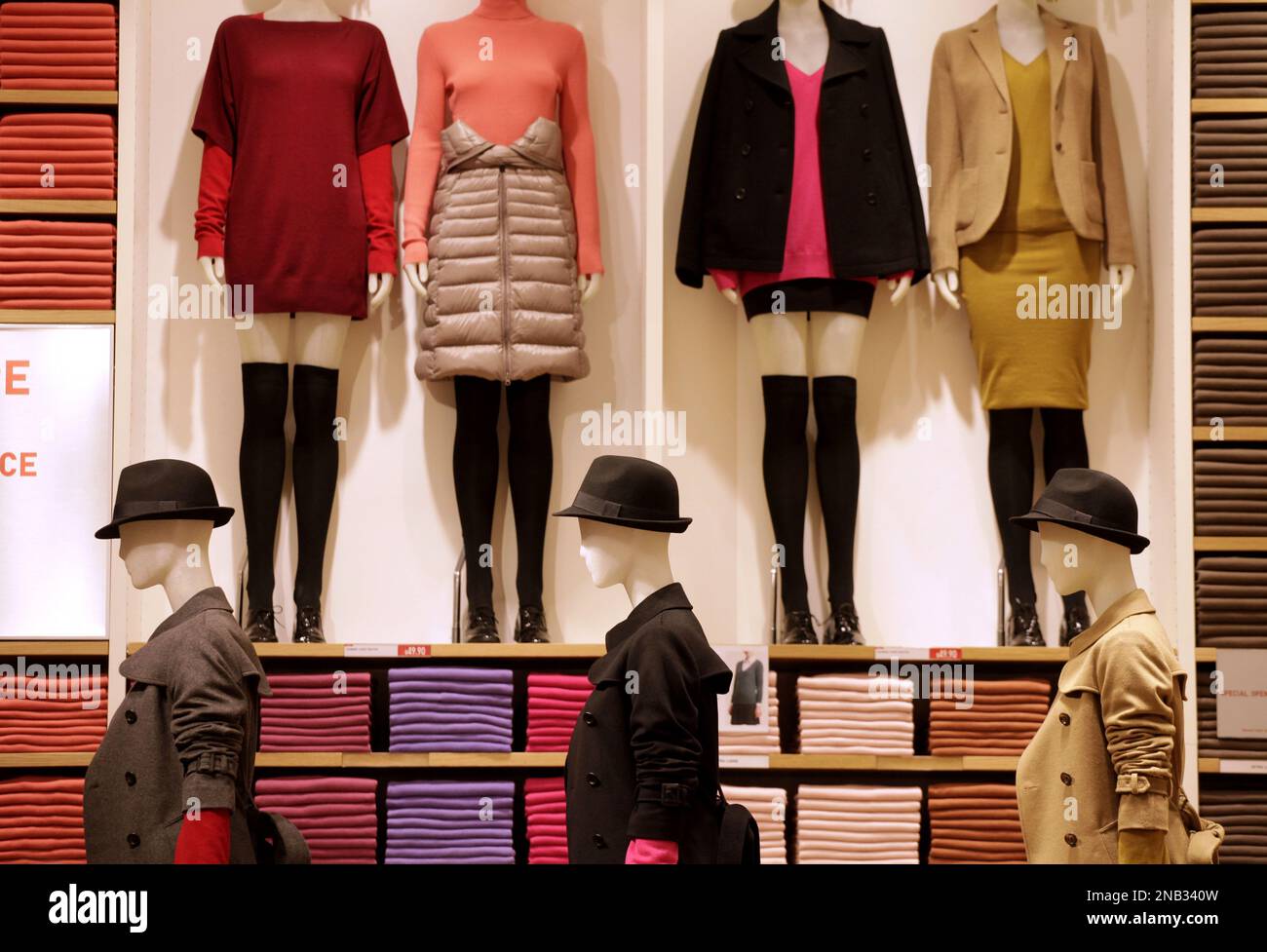 The mannequins are fashionably dressed at Uniqlo, Tuesday, Oct. 11 ...