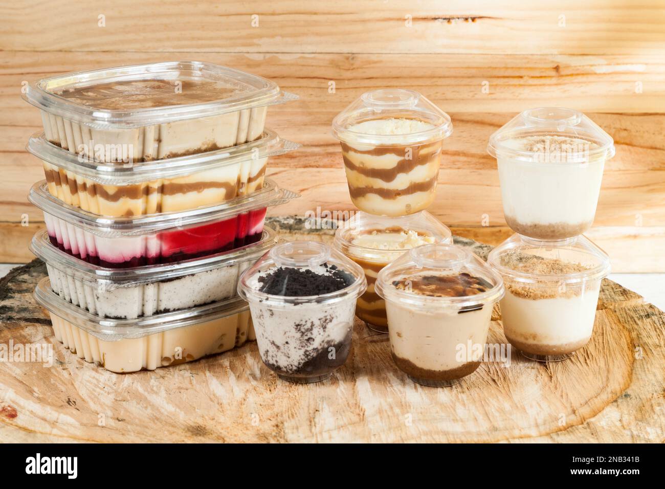 Panna cotta - desserts of different flavors and presentation Stock ...