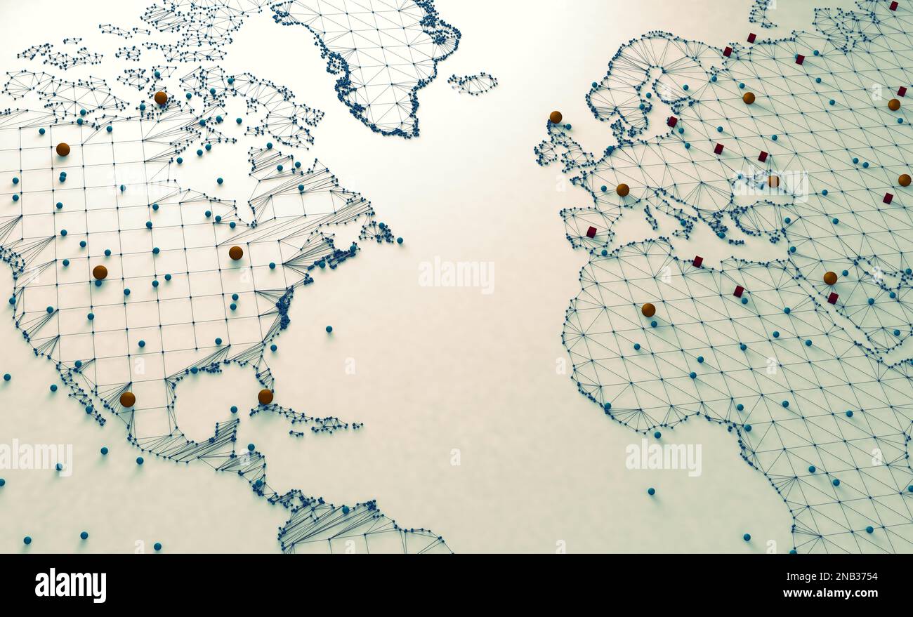 3d illustration and concept of international logistics of agreements ...