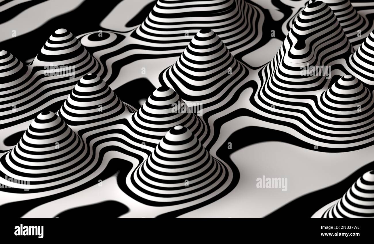 Black and white lines and abstracts shapes design.Abstract backgroud.3d ...