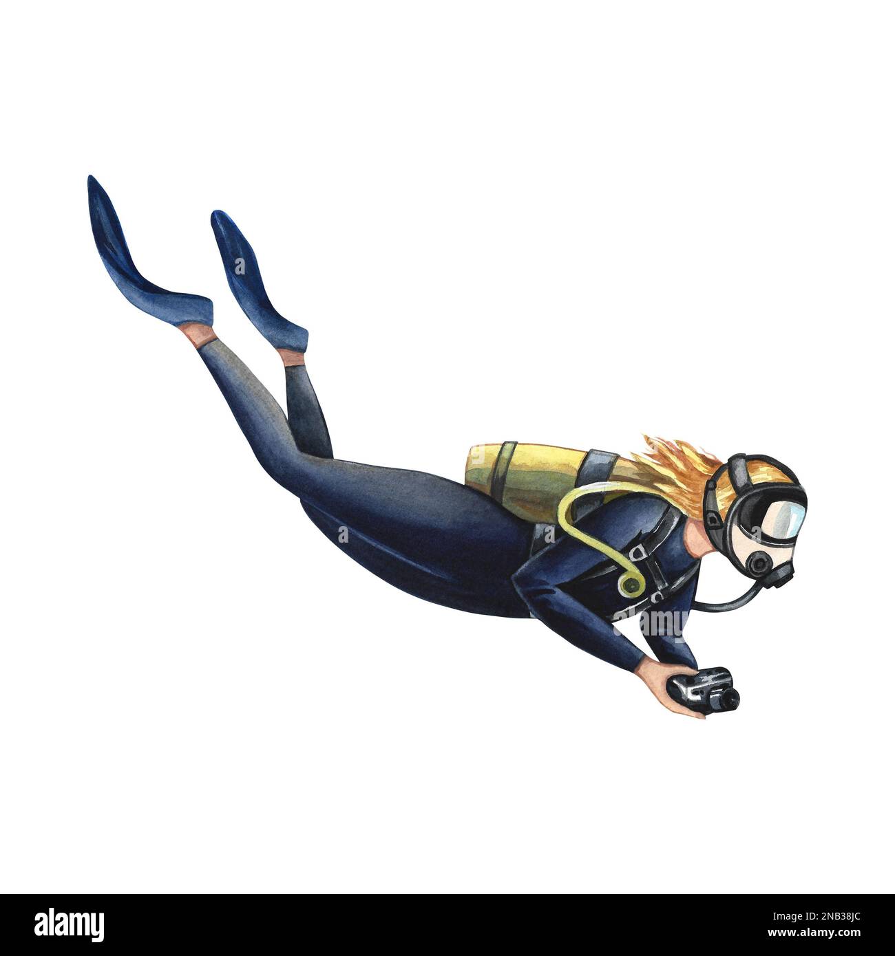 Girl diver swims underwater. Stylization. Sports and recreation ...