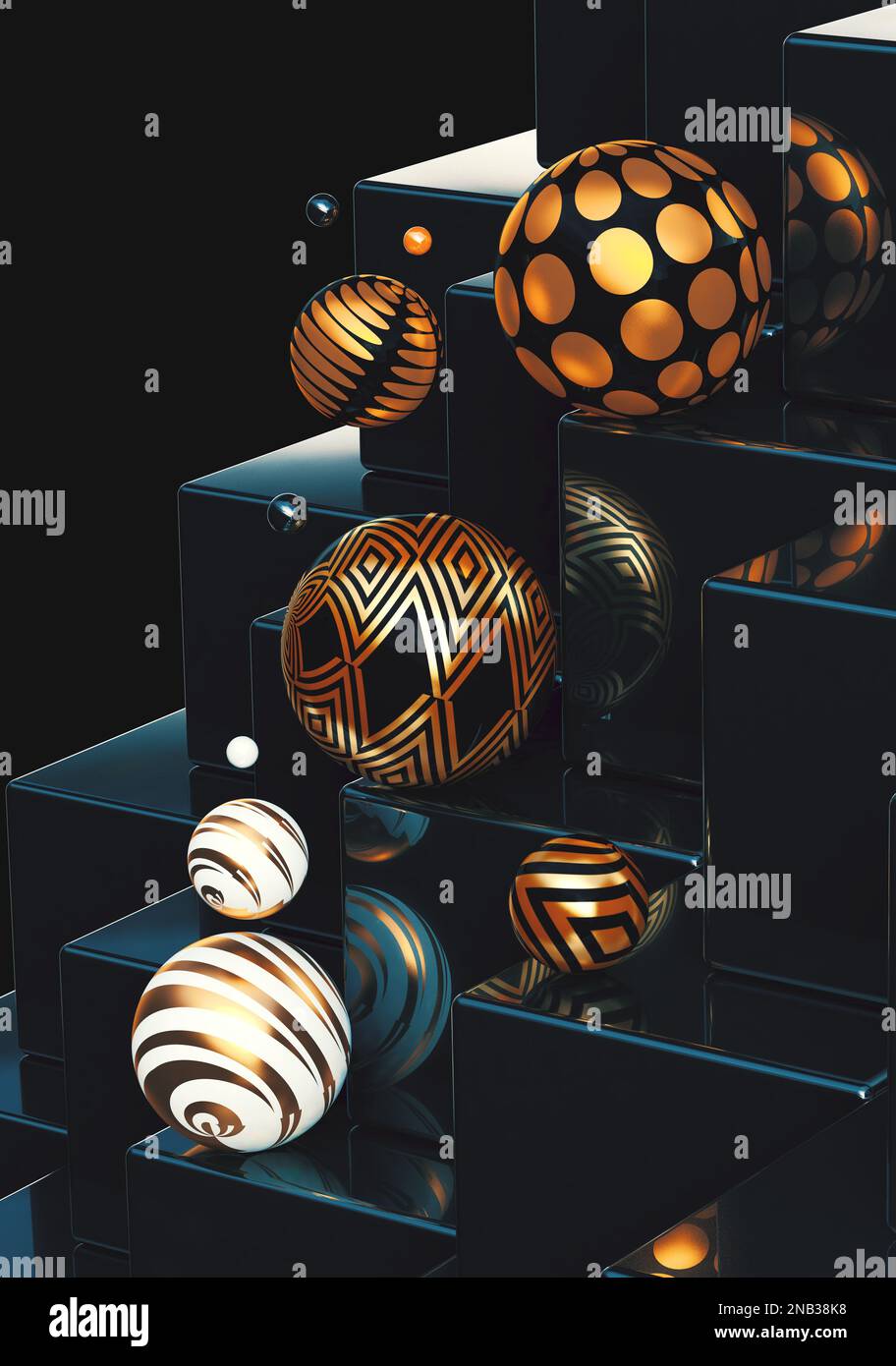 Abstract background of stripe balls or spheres composition.Decorative ...