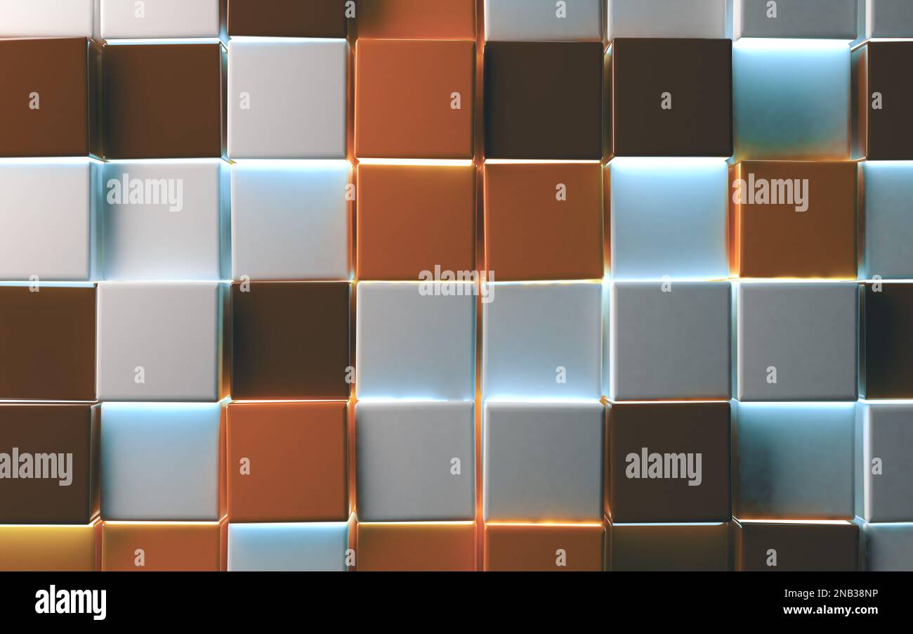Abstract image of cubes background in orange toned.Tiles cubes ...