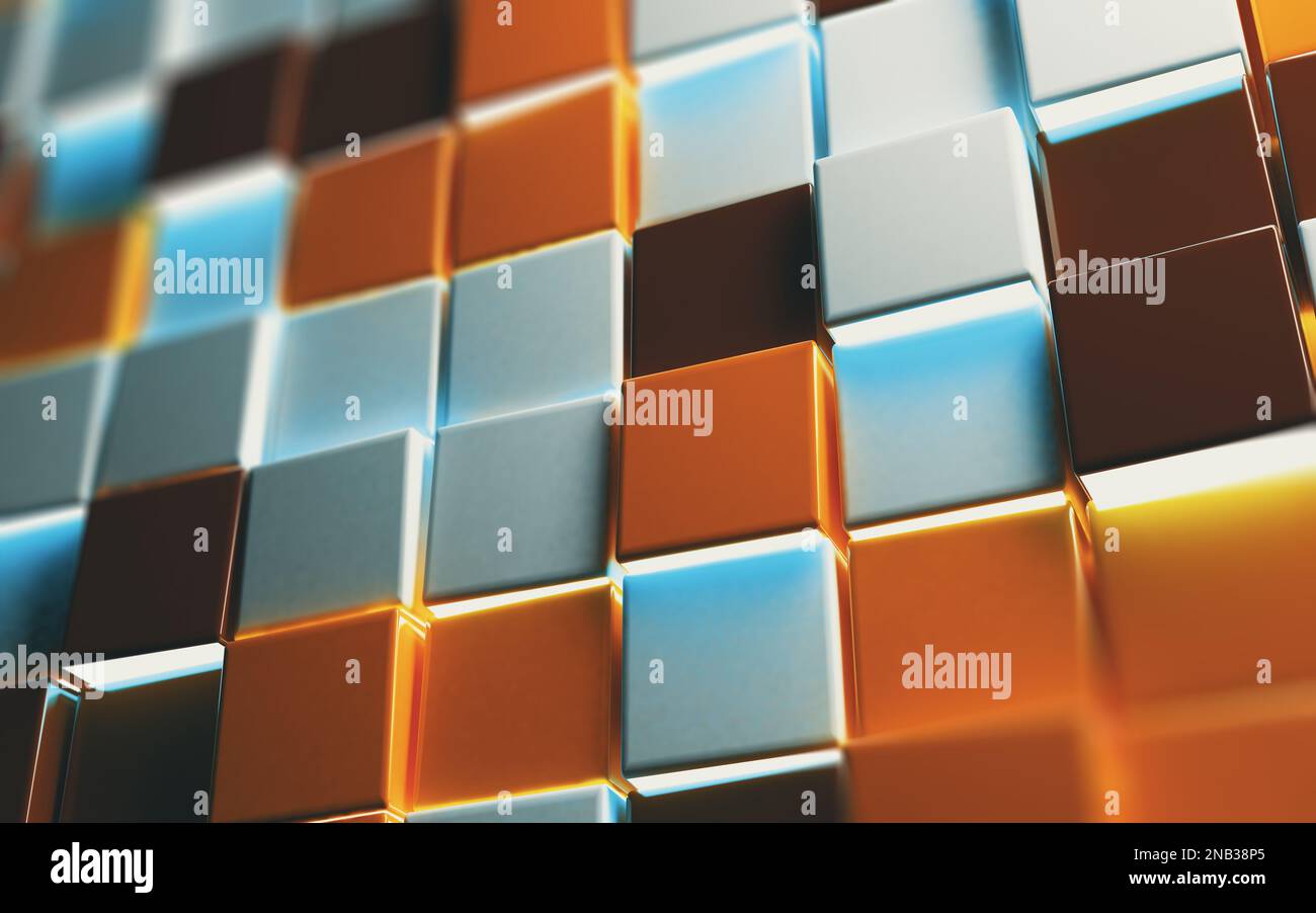 Abstract image of cubes background in orange toned.Tiles cubes ...