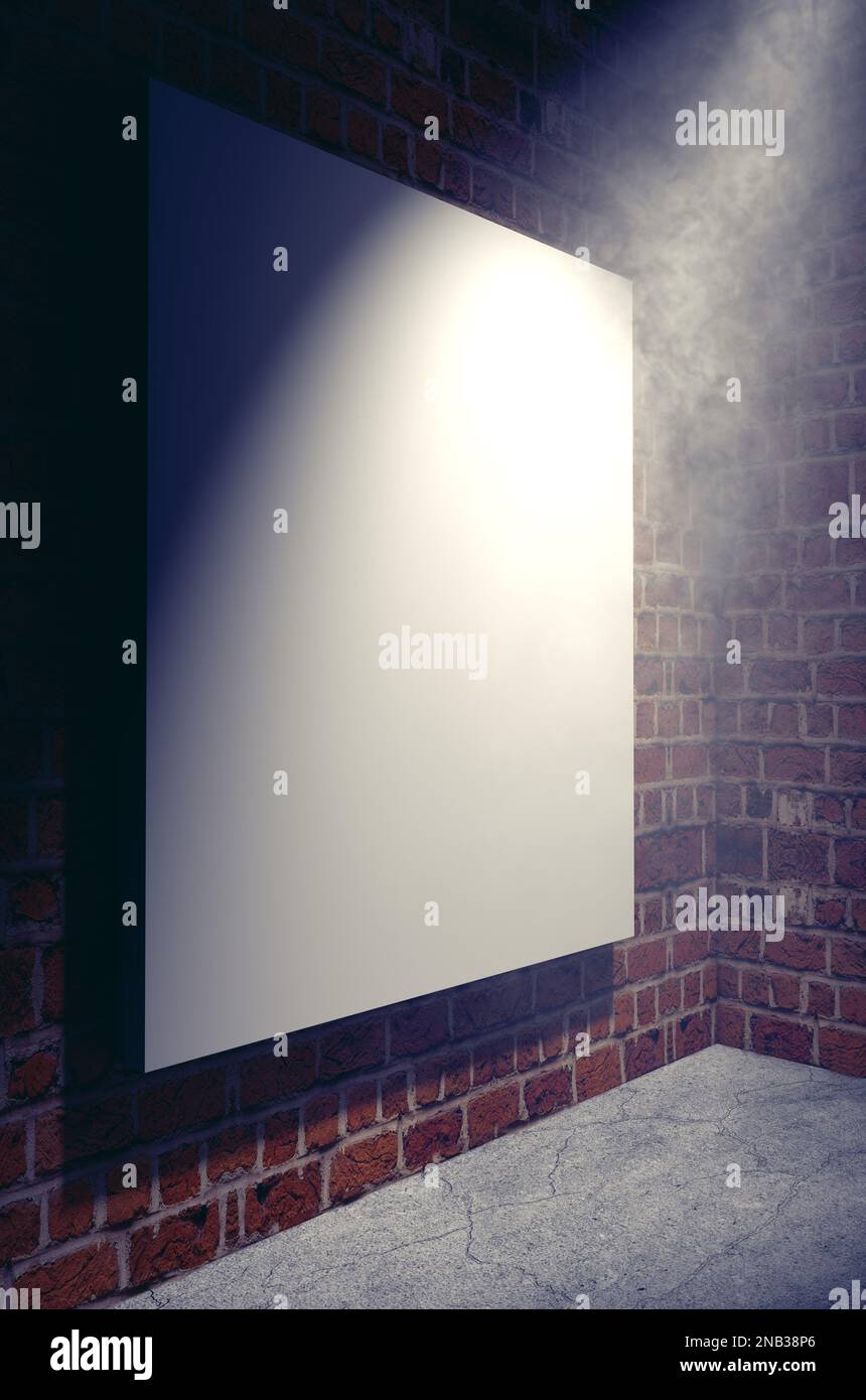 Poster background in the dark of night illuminated by spotlight for ...