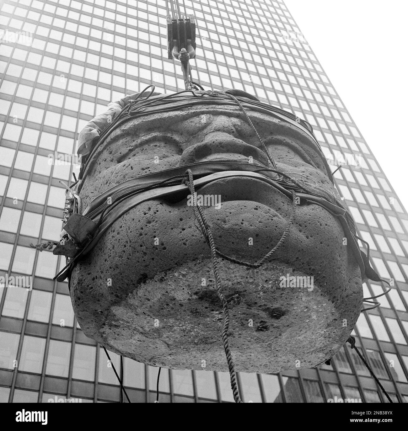 A 16-ton, 9-foot-tall Indian stone head from Mexico, dating from 5th ...