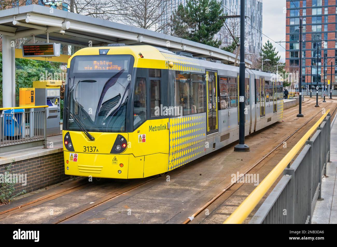 MANCHESTER, UK, 11TH FEBRUARY 2023: Manchester Metrolink tram at Media ...