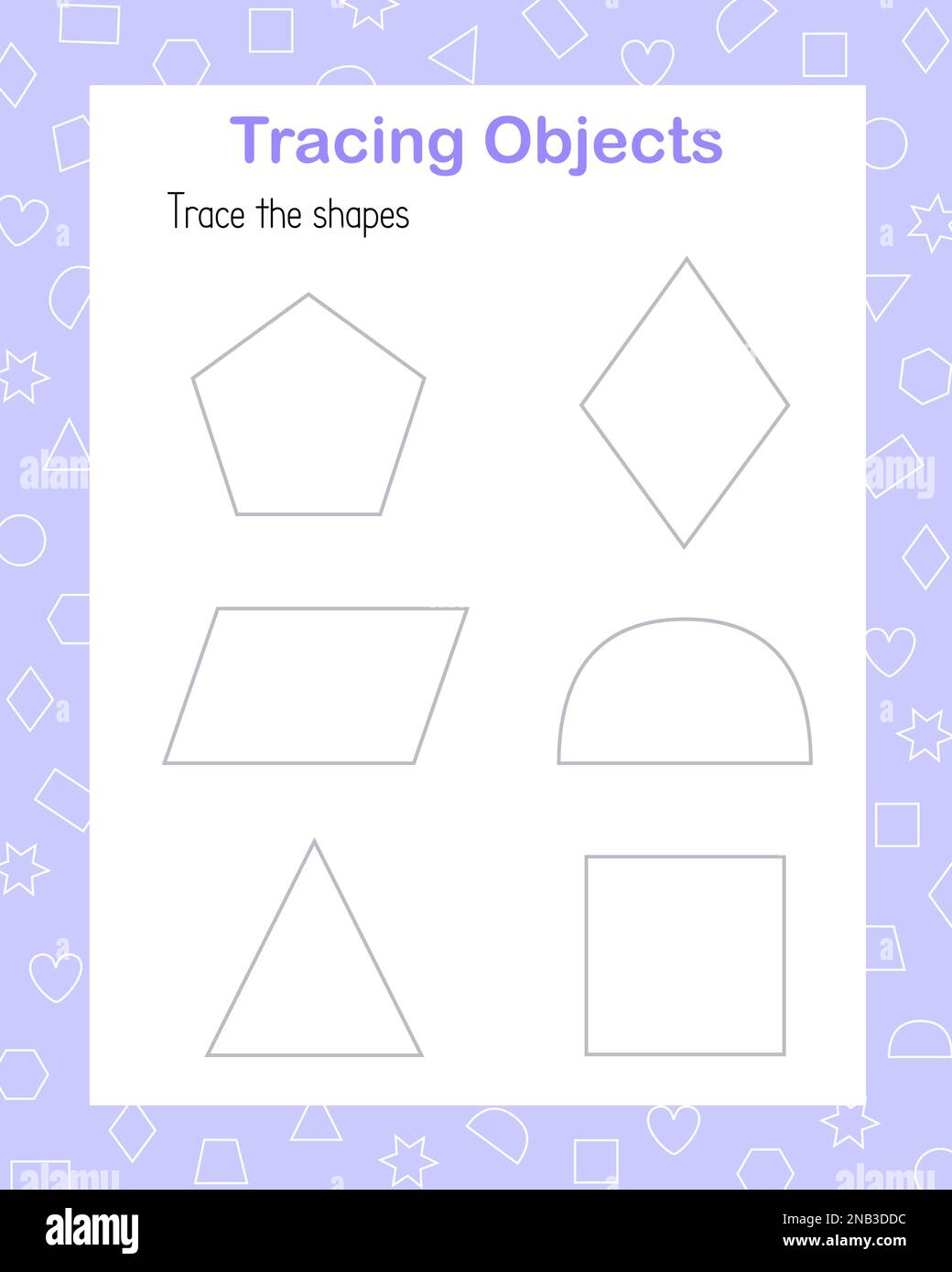 Tracing geometric linear shapes handwriting practice vector ...