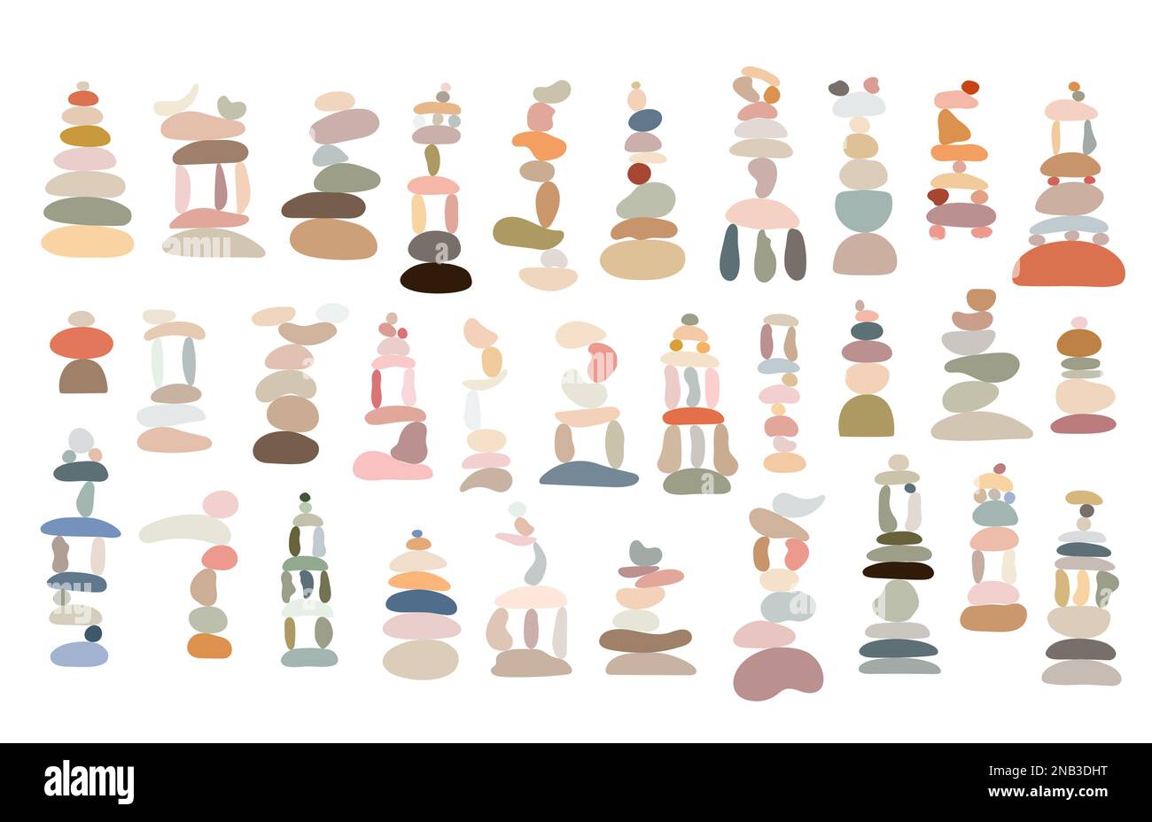 Zen stones cairns set simple abstract flat style vector illustration ...