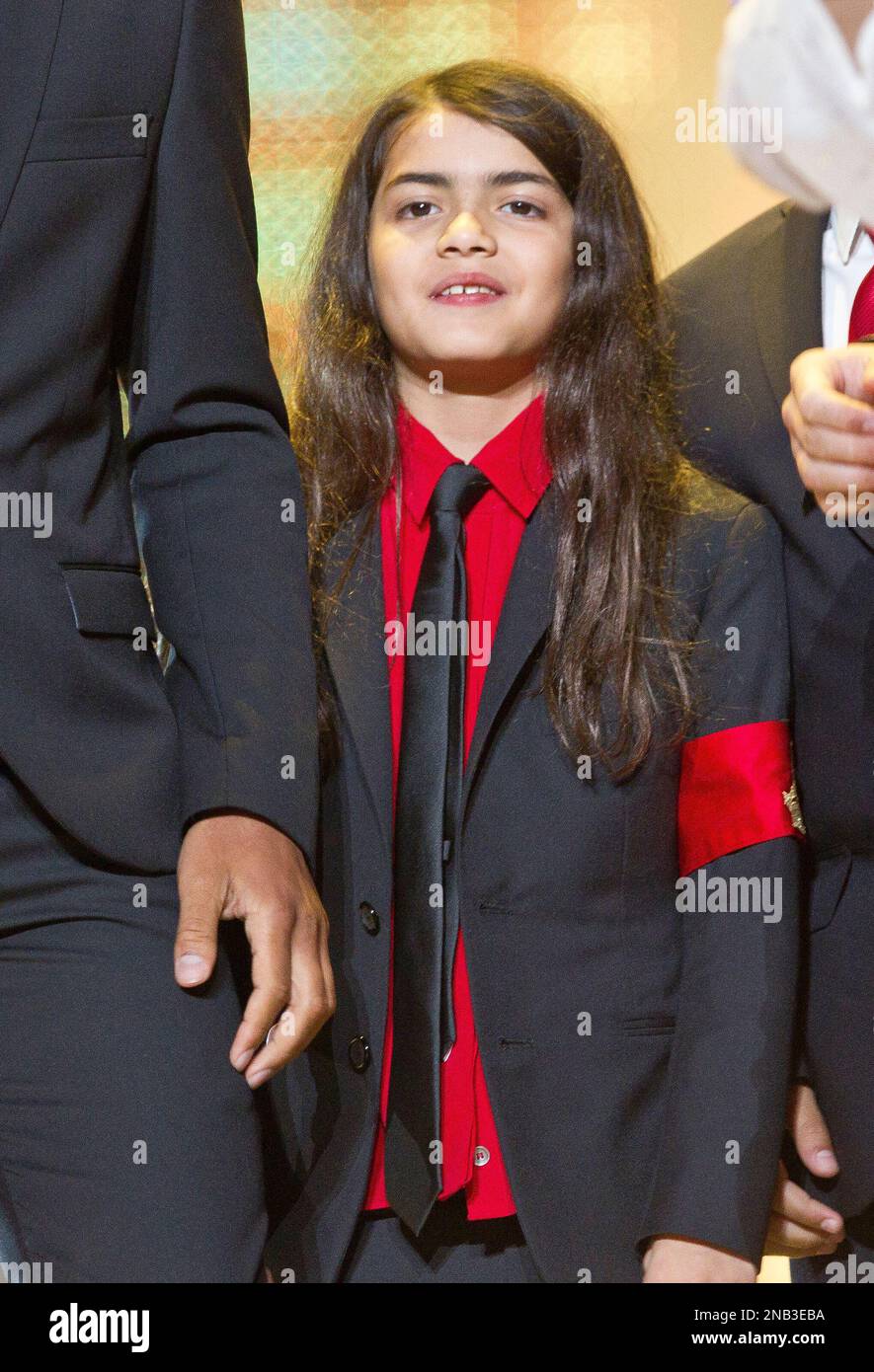 Prince Michael II 'Blanket' Jackson appears on stage at the Michael ...