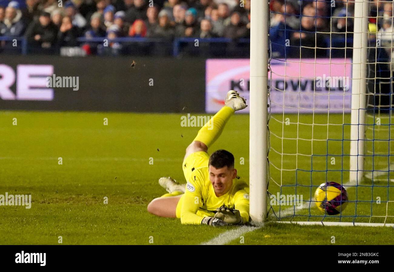 Falkirk goalkeeper Peter Joseph fails to keep out an own goal by ...