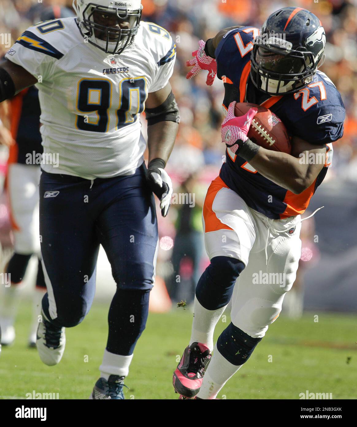 Denver Broncos running back Knowshon Moreno (27) runs the ball against ...