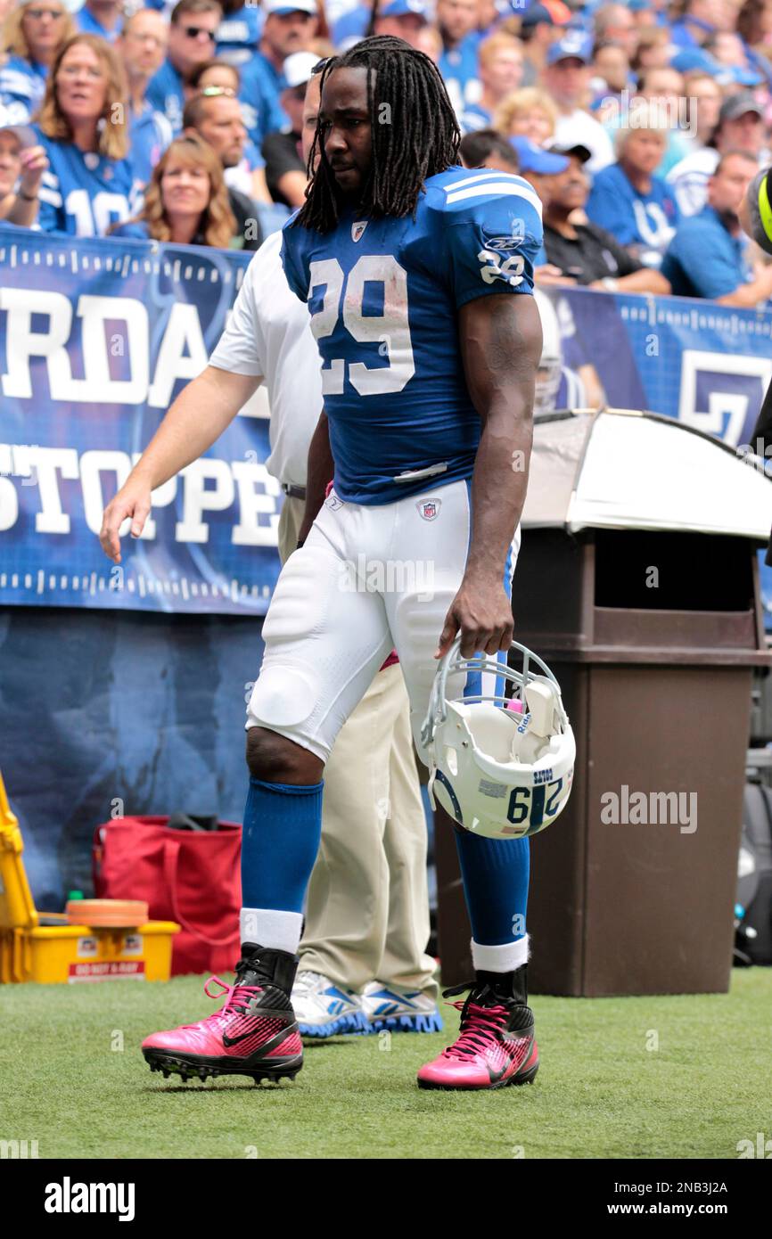 Indianapolis Colts running back Joseph Addai walks off the field after ...
