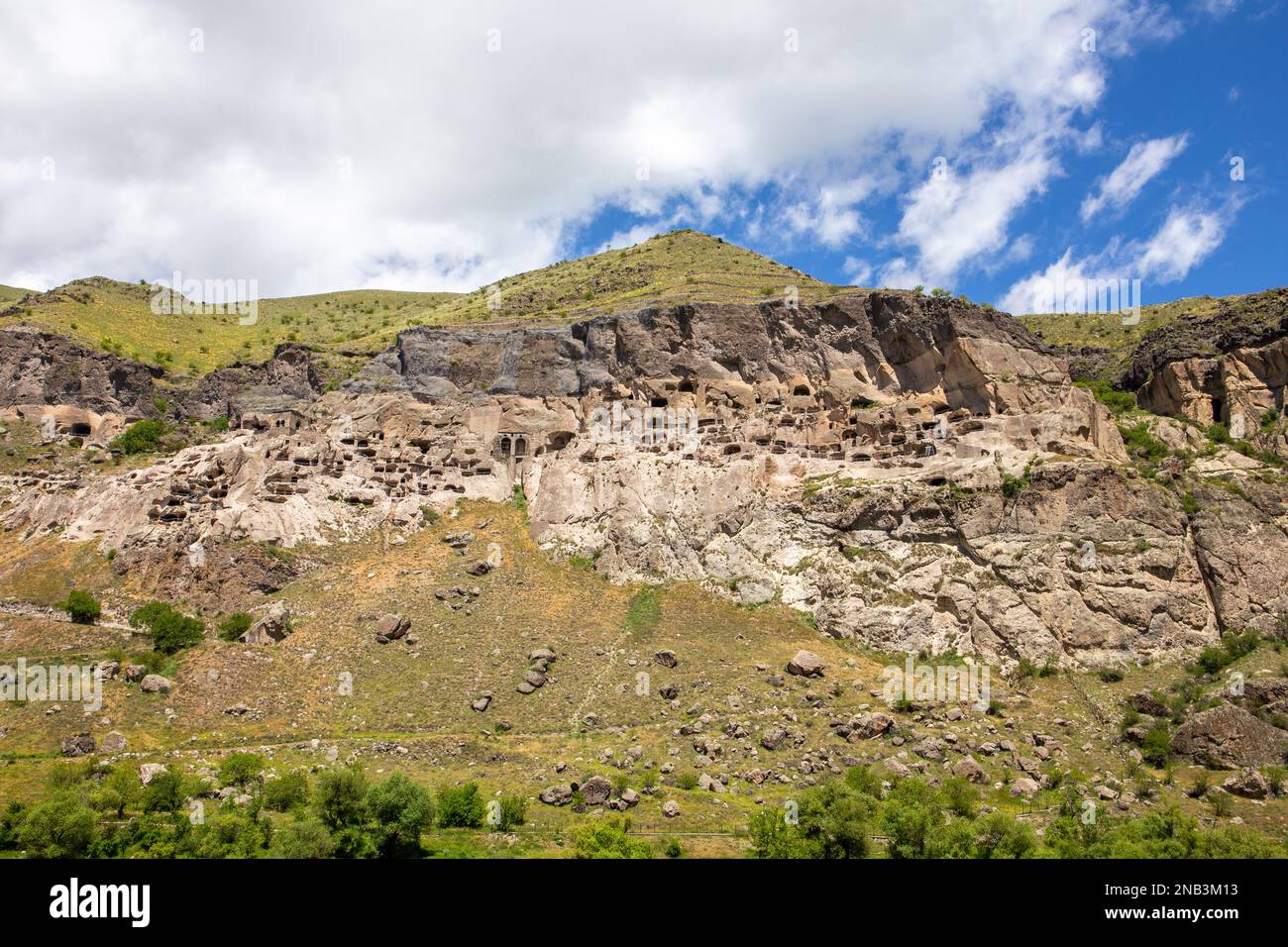 Vardzia cave monastery complex in Georgia, landscape, mountain slope ...