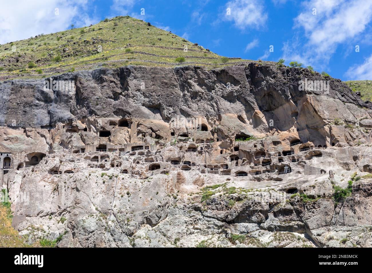 Vardzia cave monastery complex in Georgia, landscape, mountain slope ...