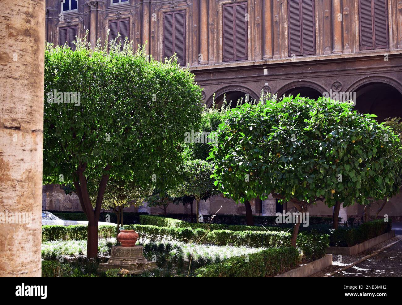 Beautiful garden with lemon trees, Rome. Magnificent architecture of ...