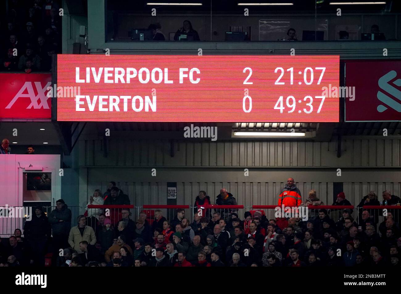 The score is displayed on screen during the Premier League match at ...