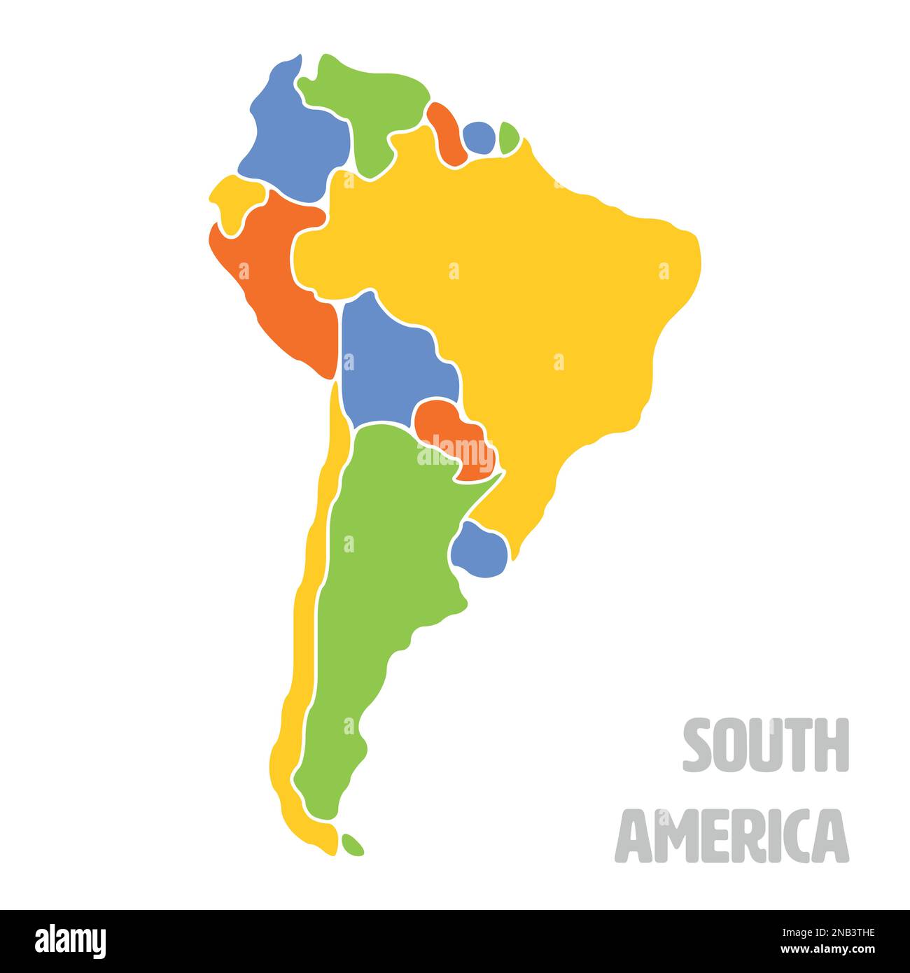 Simplified schematic map of South America. Blank isolated continent ...