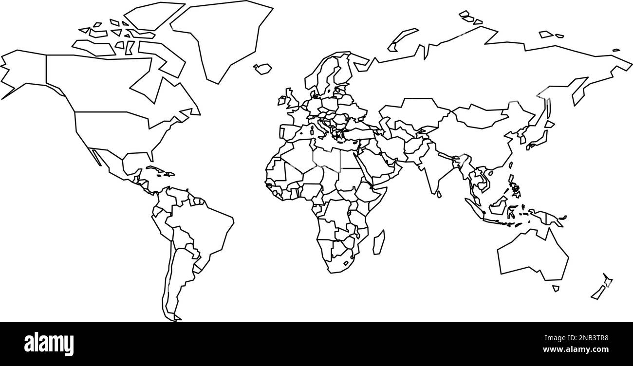 Political map of World. Blank map for school quiz. Simplified black ... Political map of World. Blank map for school quiz. Simplified black ...