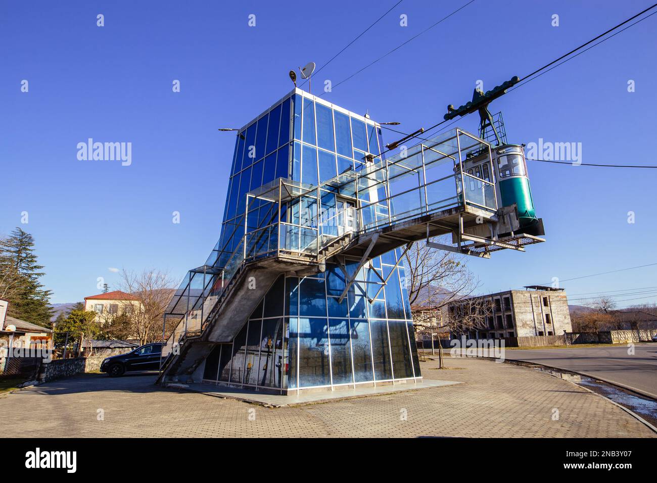 Old cable car on the lower station Stock Photo - Alamy
