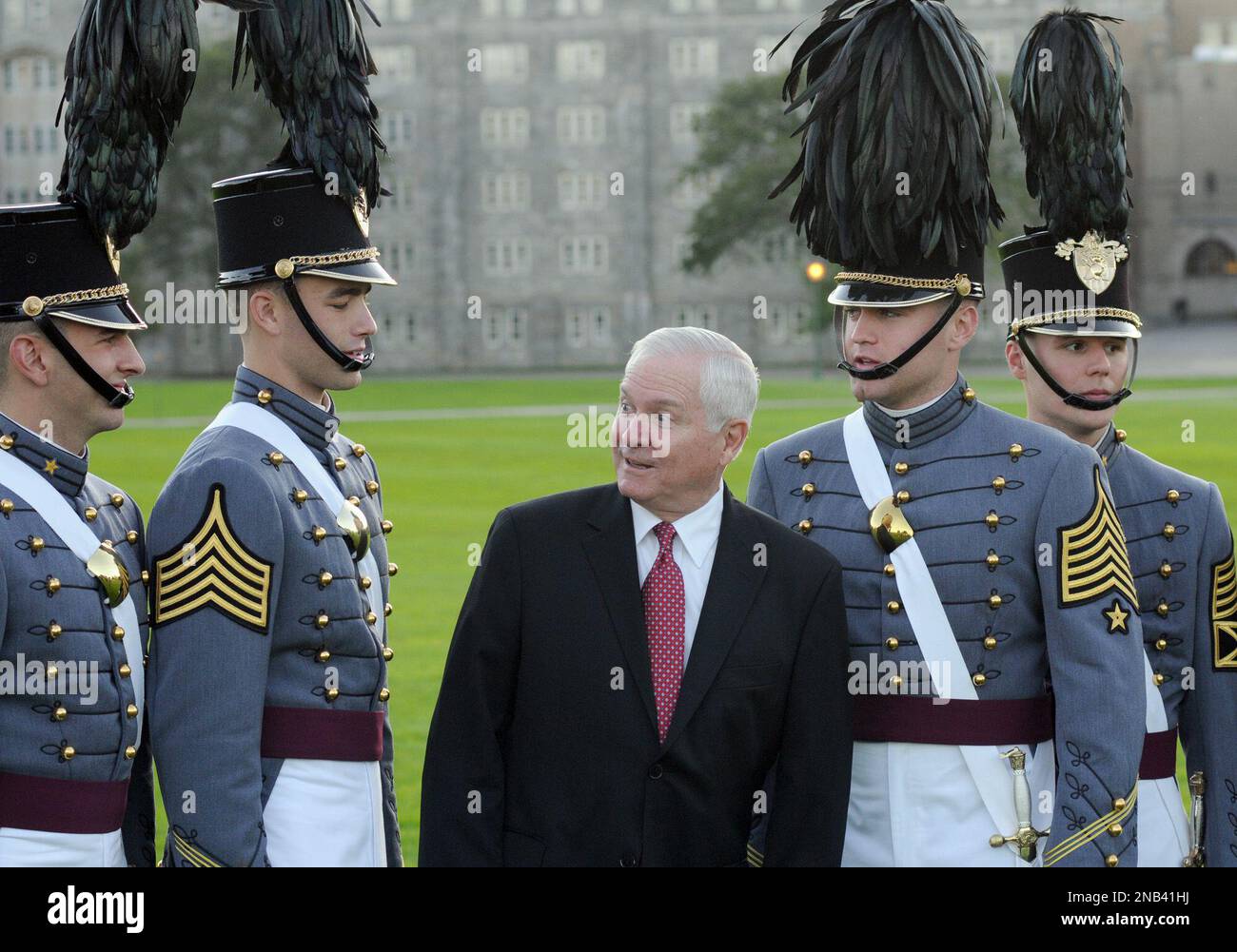 Robert M. Gates shares a light moment with West Point Cadets, from left ...