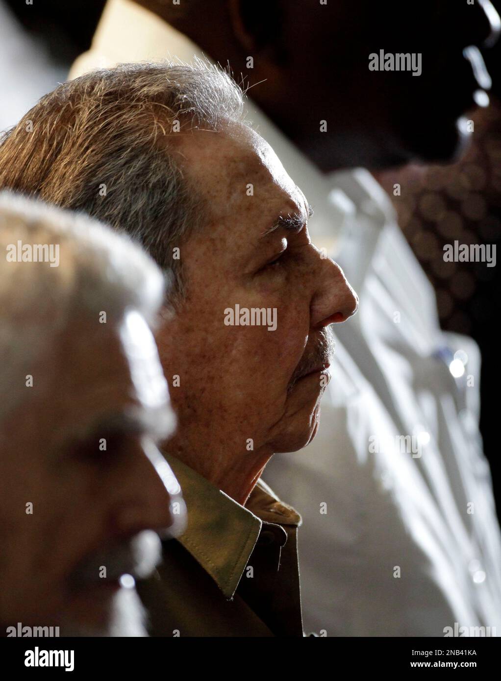 Cuba's President Raul Castro, center, Cuba's Vice-President Esteban ...