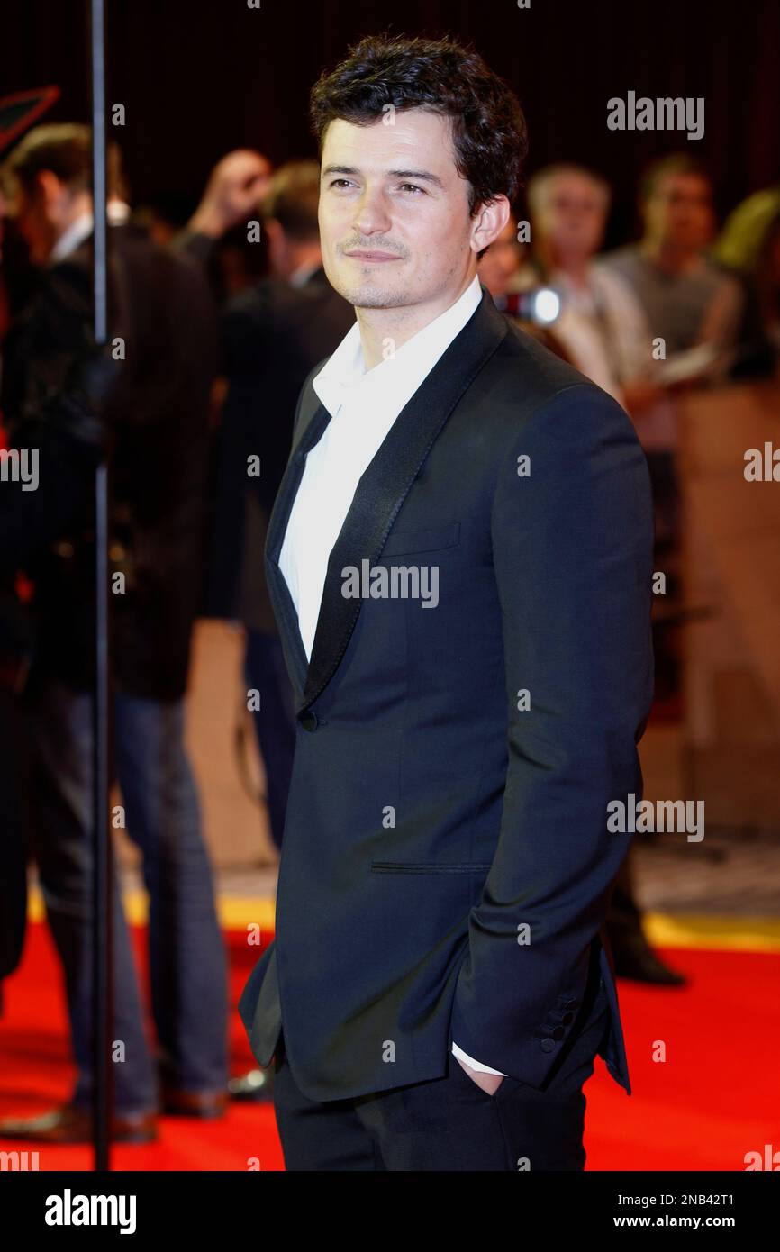 British actor Orlando Bloom arrives for the UK premiere of The Three ...
