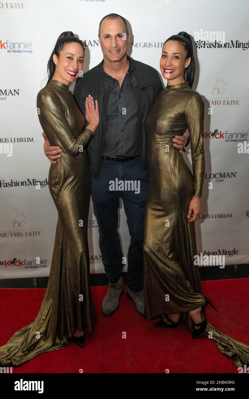 Nigel Barker and the Chin Twins attend the Travis Hamilton Negris Lebrum NYFW Luxury Sock ...