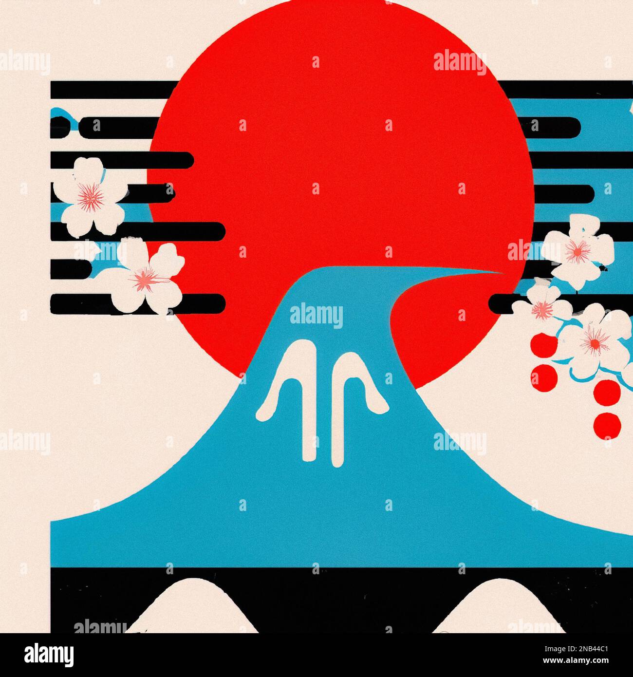 A digital render of an abstract colorful minimalistic Japanese ...