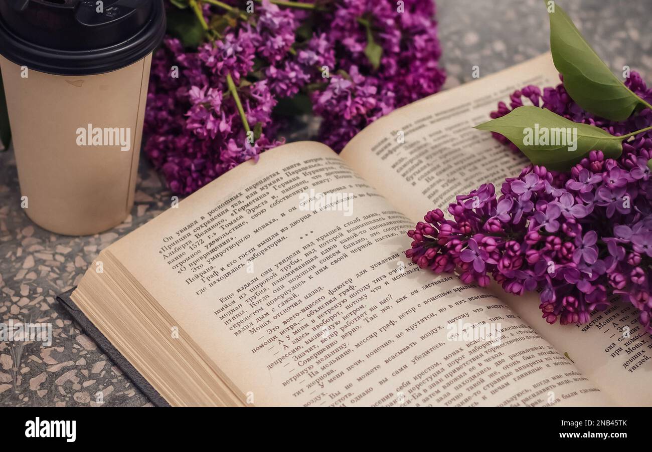 lilac and book Stock Photo - Alamy