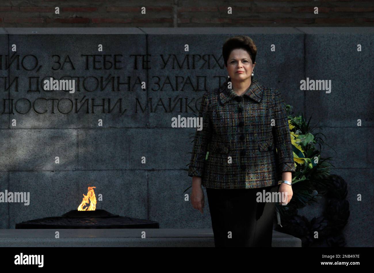 Brazilian President Dilma Rousseff lays a wreath during the official ...