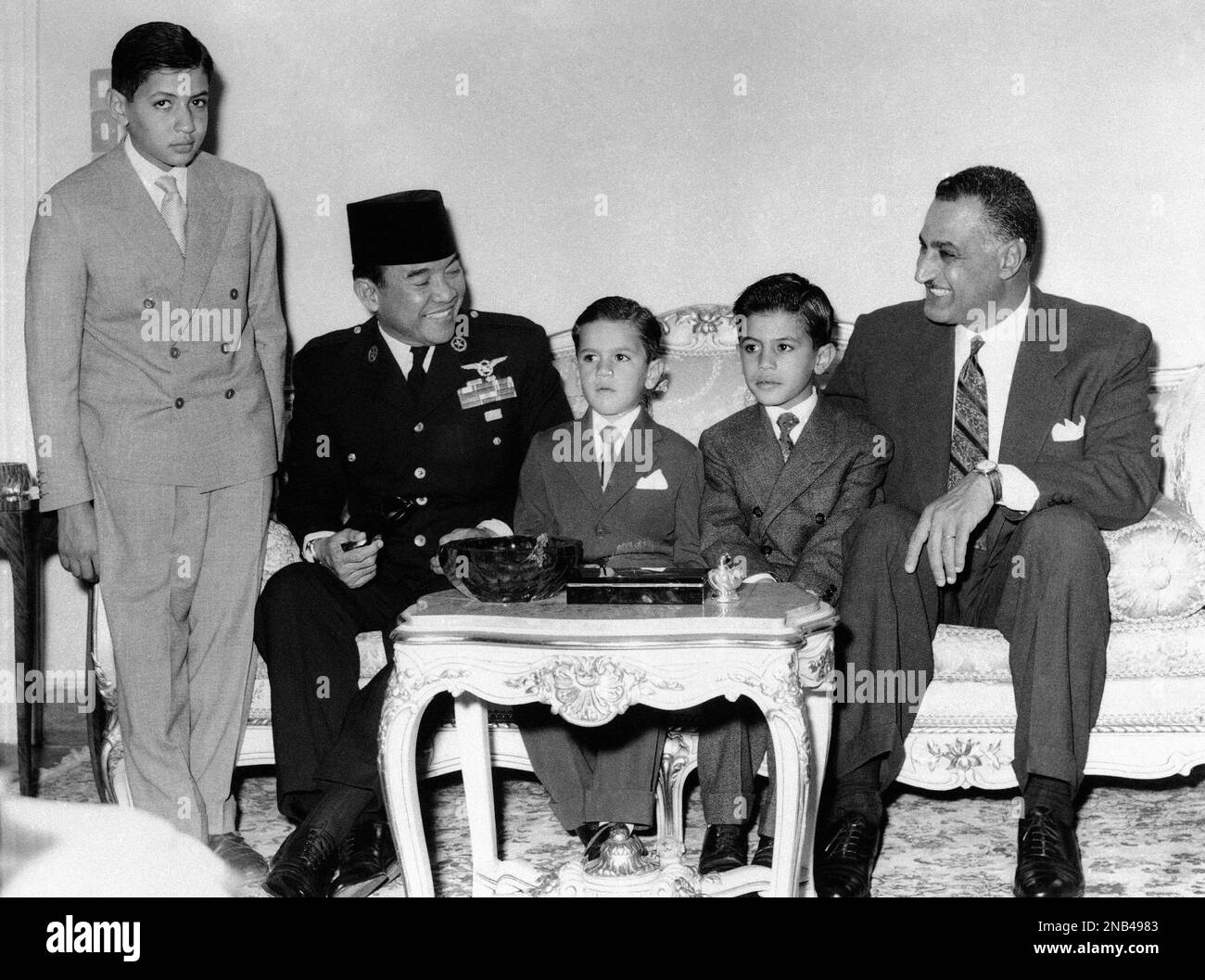 President Sukarno of Indonesia, born Kusno Sosrodihardjo, poses with ...