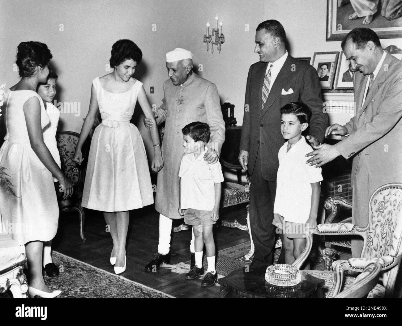 Prime Minister of India Jawaharlal Nehru is introduced to President ...