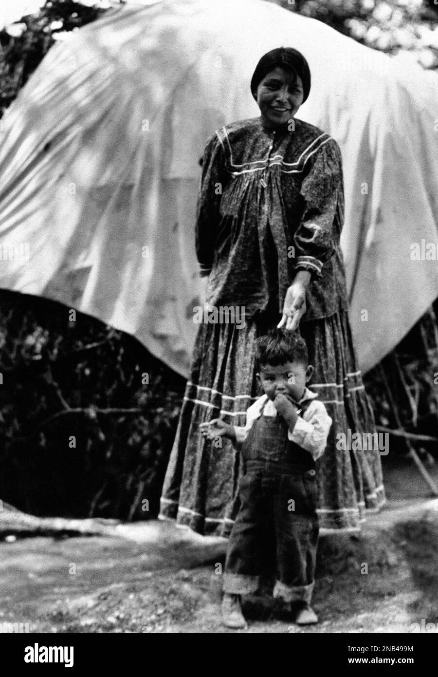 Apache Indian mother and child at San Carlos, Arizona, in February 1938 ...