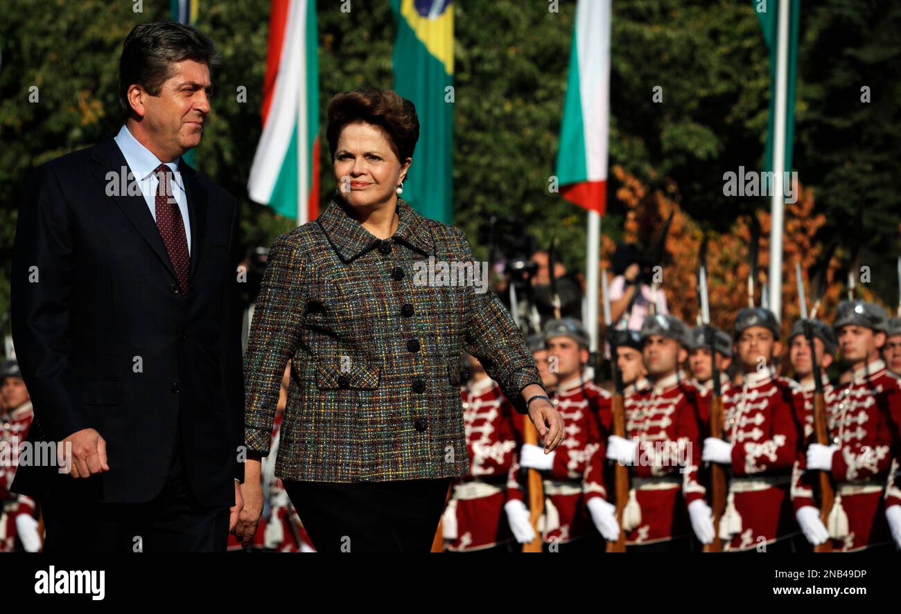 Bulgarian President Georgi Parvanov, left, and Brazilian President ...