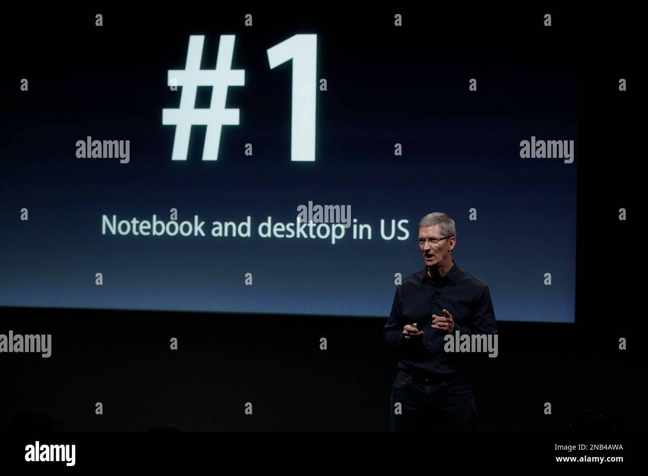 Apple CEO Tim Cook during announcement at Apple headquarters in ...