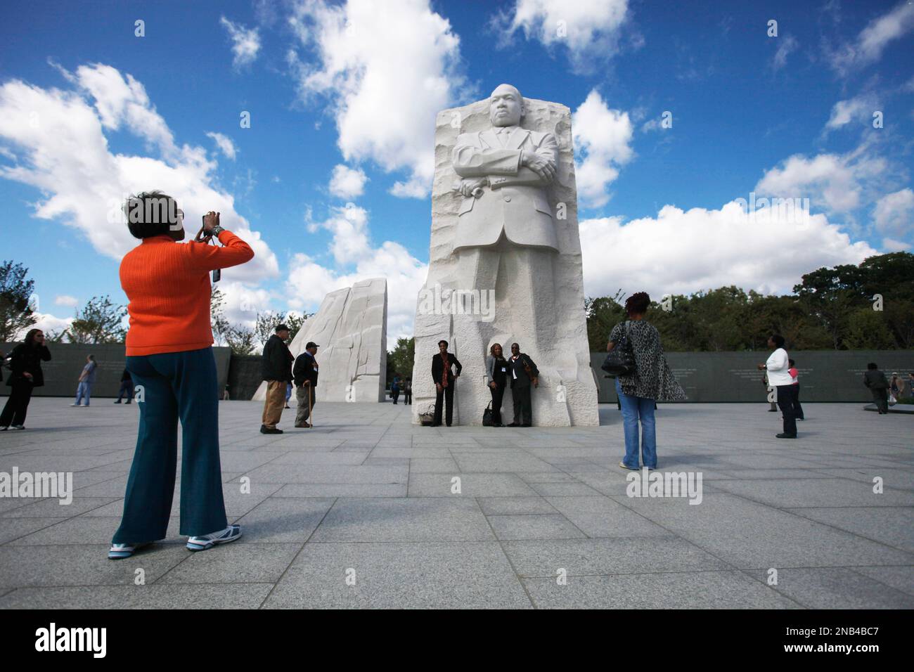 Visitors pose for photos at the Martin Luther King, Jr. Memorial in ...