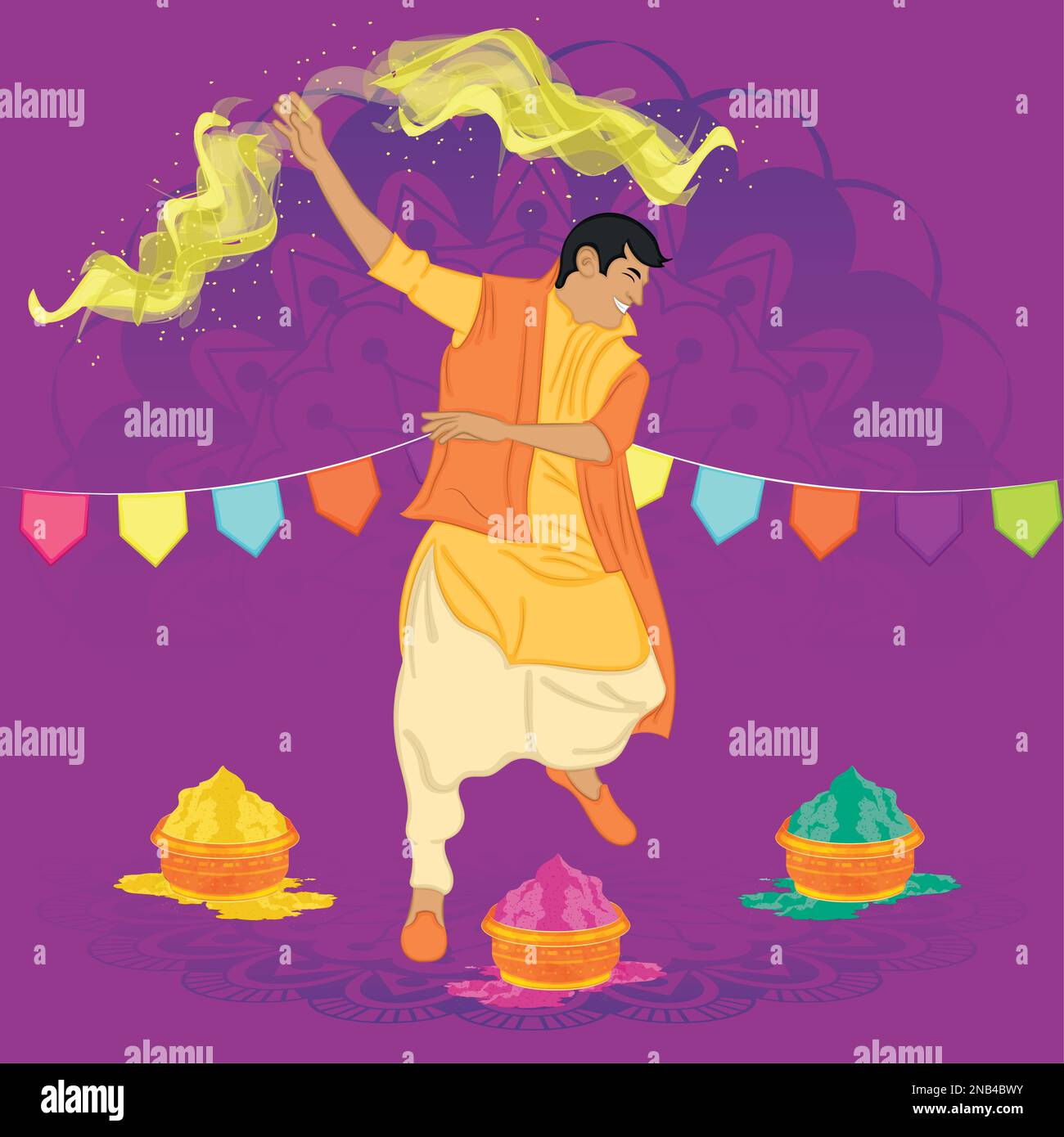 Indian man at holi festival Stock Vector Images - Alamy
