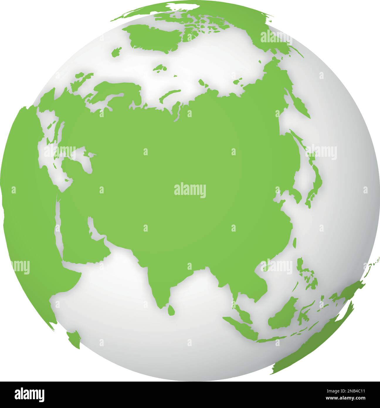 Natural Earth globe. 3D world map with green lands dropping shadows on ...