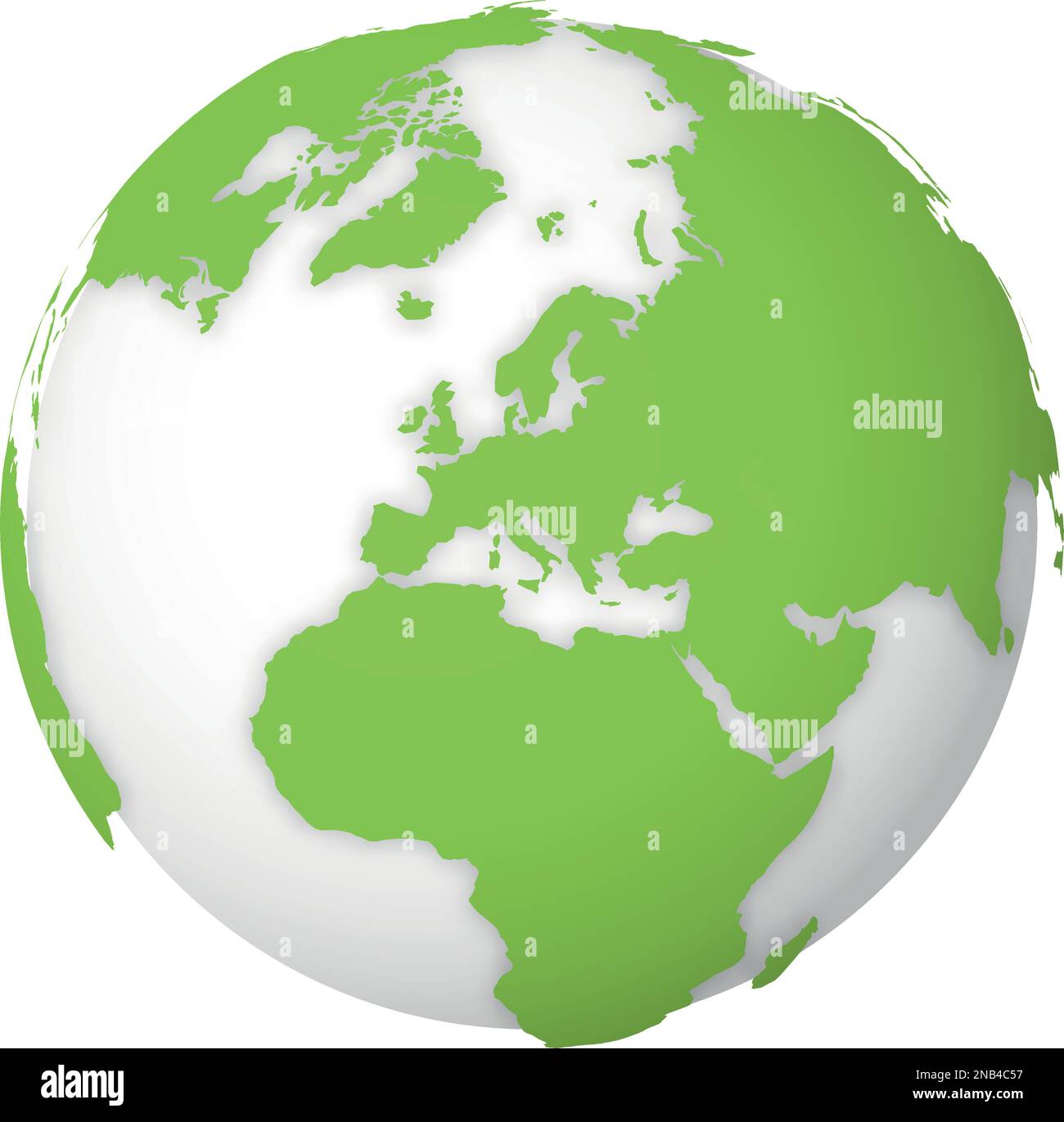 Natural Earth globe. 3D world map with green lands dropping shadows on ...