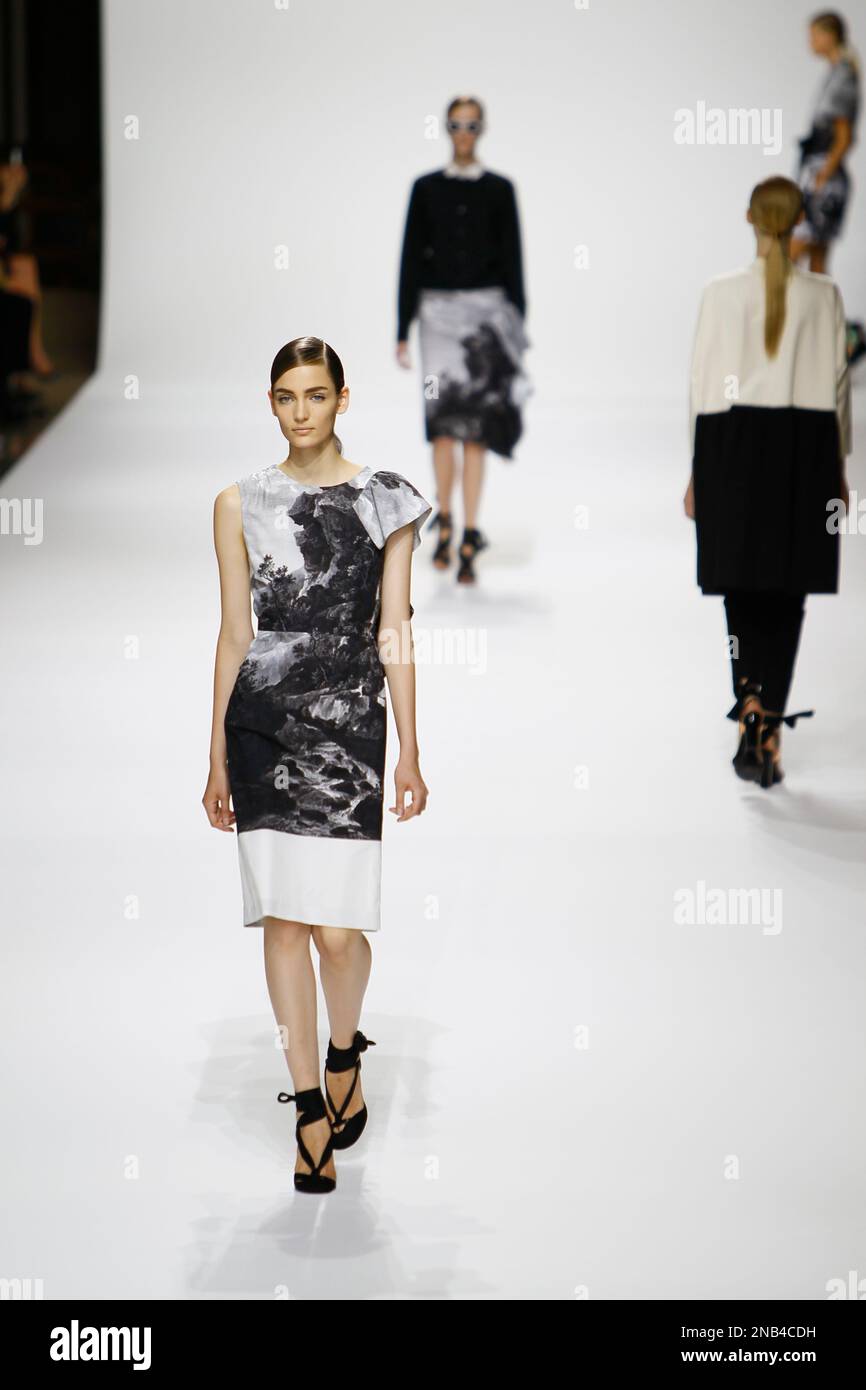 A model wears a creation by Belgian fashion designer Dries van Noten ...