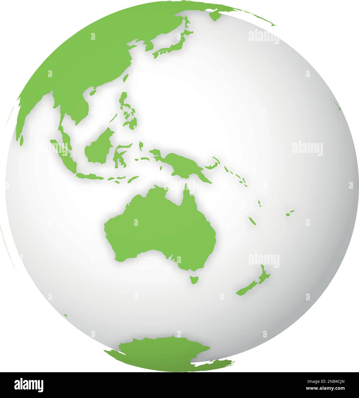 Natural Earth globe. 3D world map with green lands dropping shadows on ...