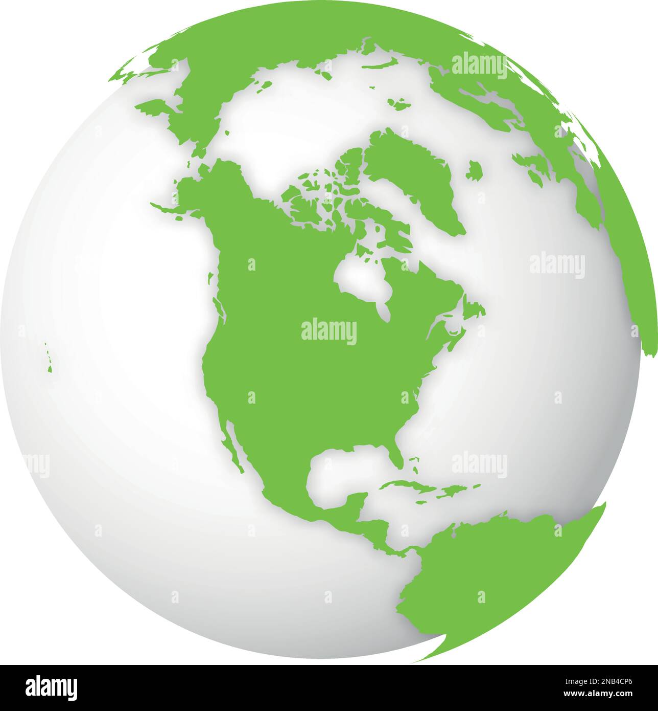 Natural Earth globe. 3D world map with green lands dropping shadows on ...