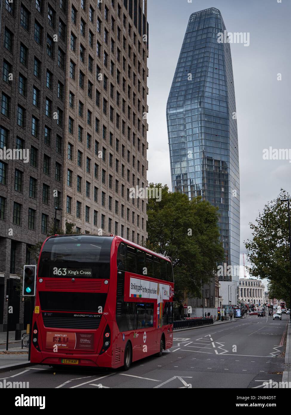 A beautiful view of a traditional big red bus in the London streets in ...