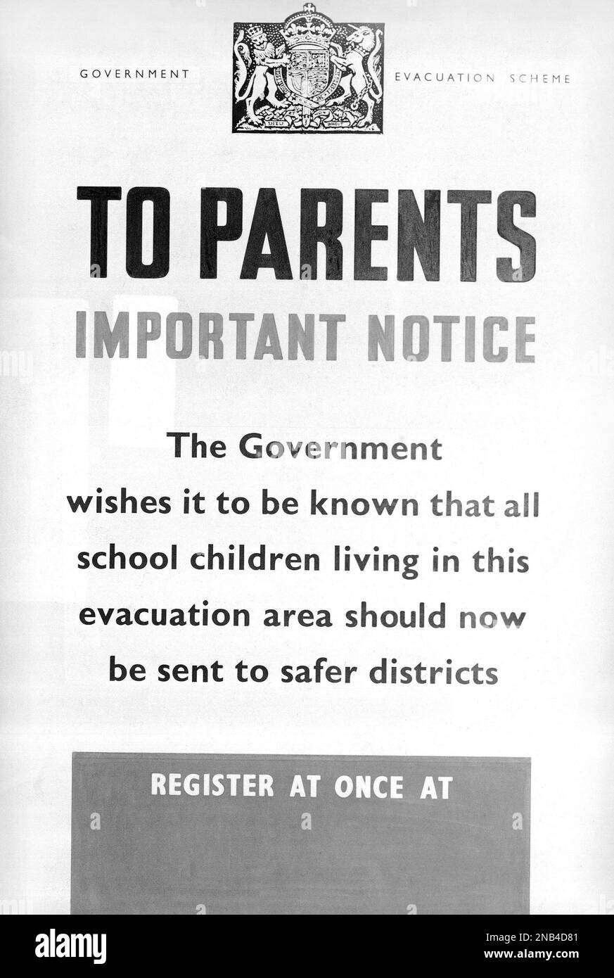 Undated British evacuation notice. (AP Photo Stock Photo - Alamy