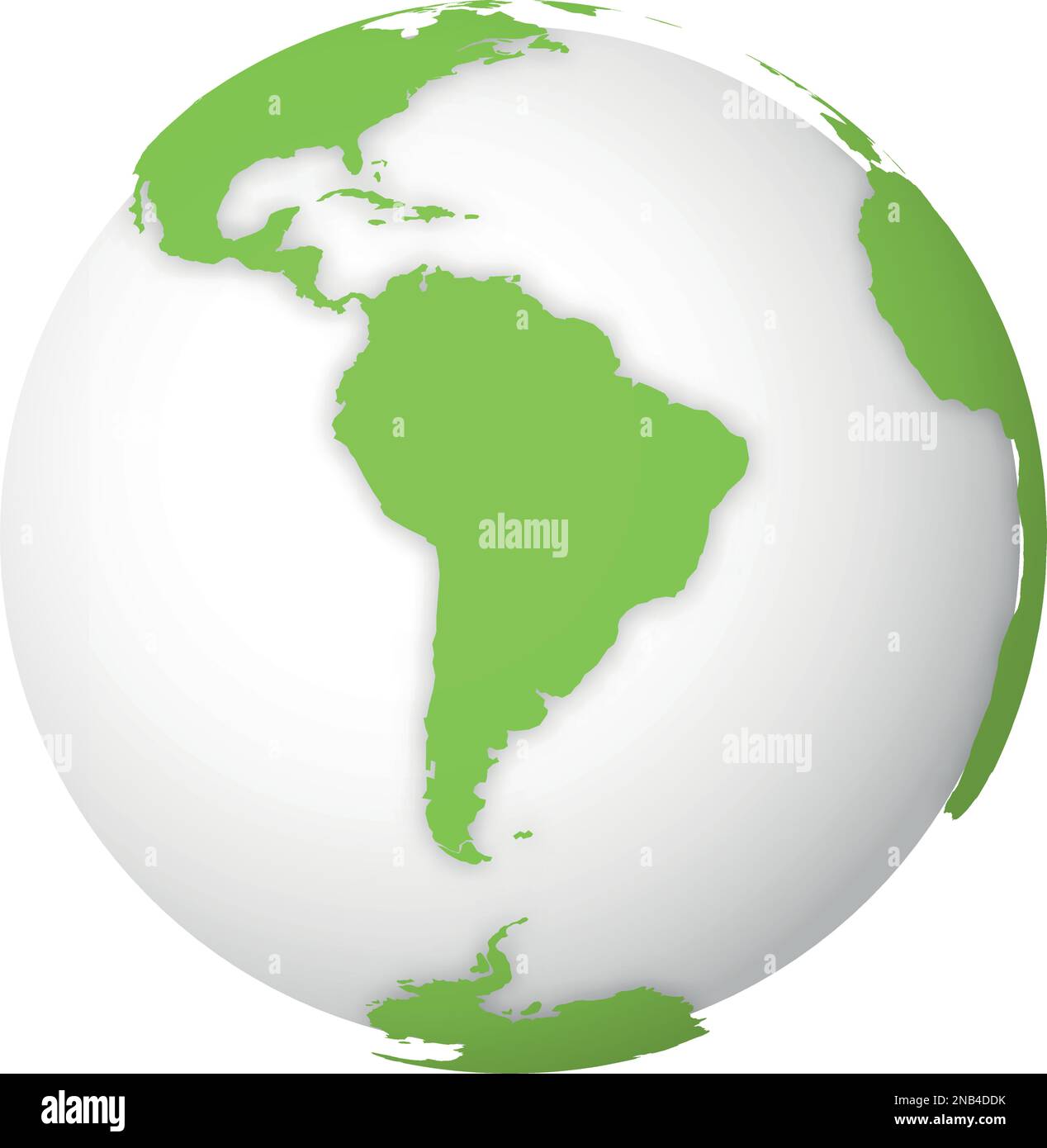 Natural Earth globe. 3D world map with green lands dropping shadows on ...