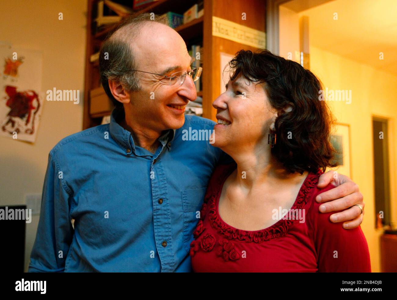 Nobel Prizes winner for physics Saul Perlmutter smiles with his wife ...