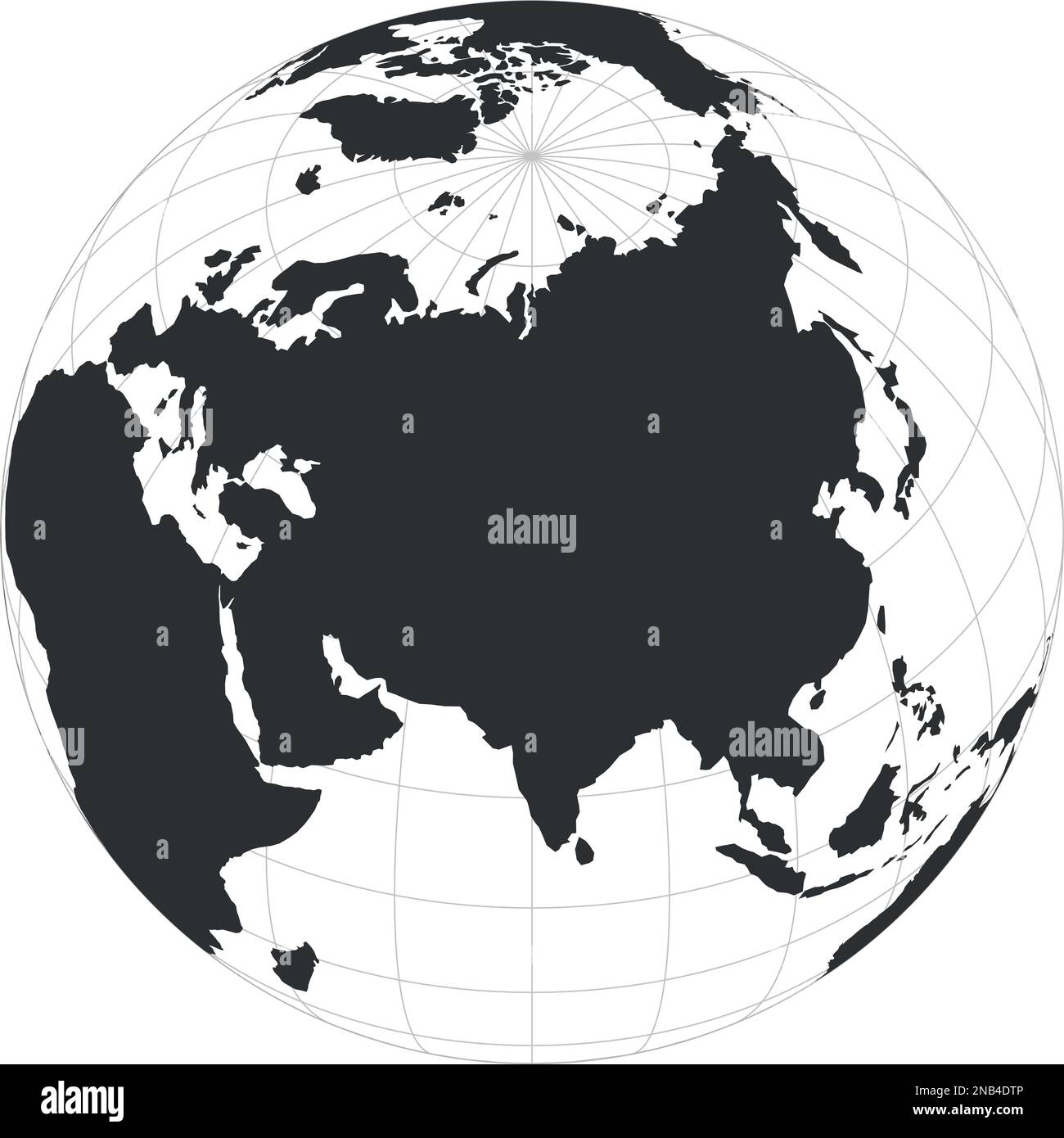 Globe map centered on asia Stock Vector Images - Alamy