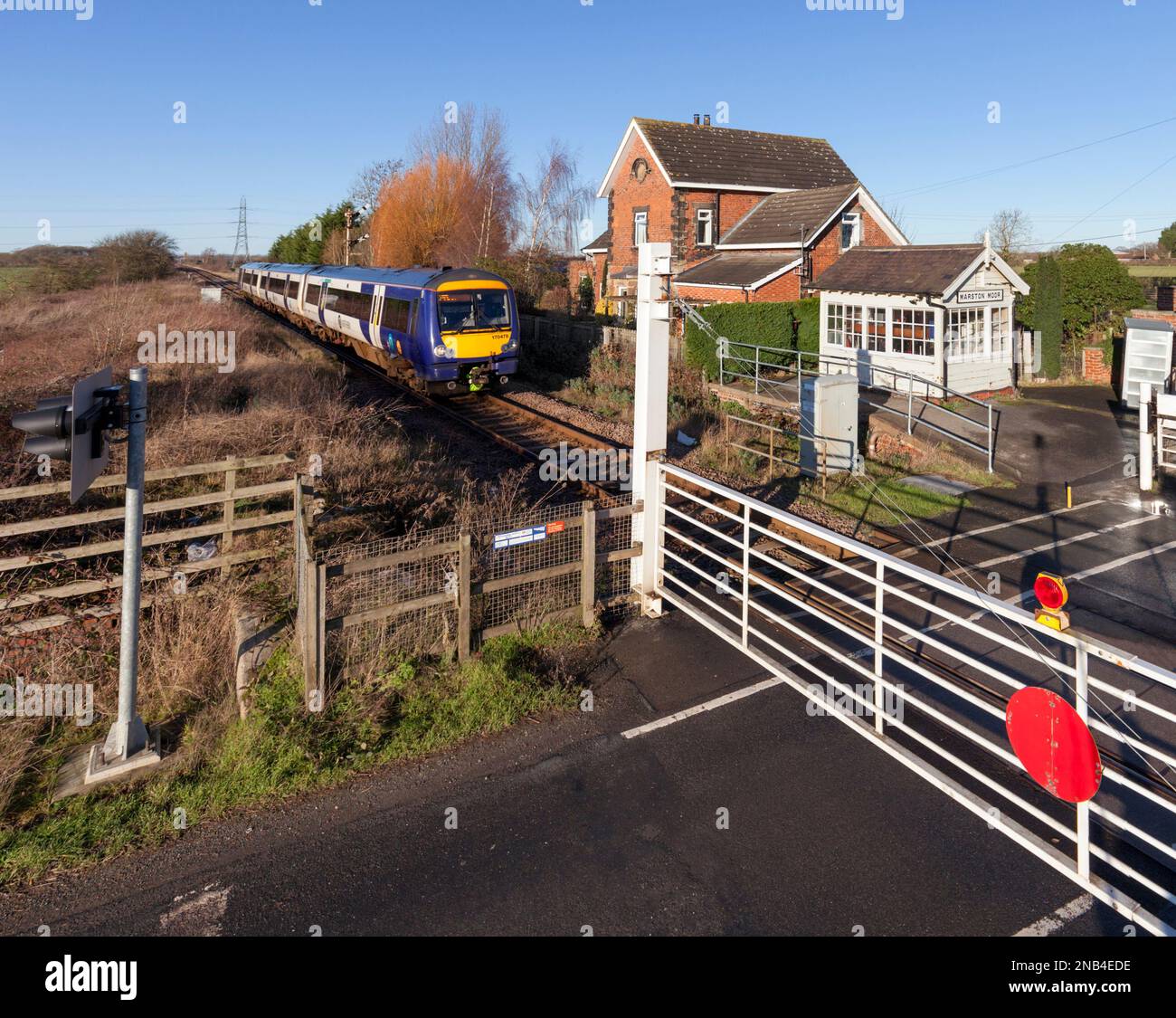 Northern Rail class 170 Turbostar train passing the small mechanical ...