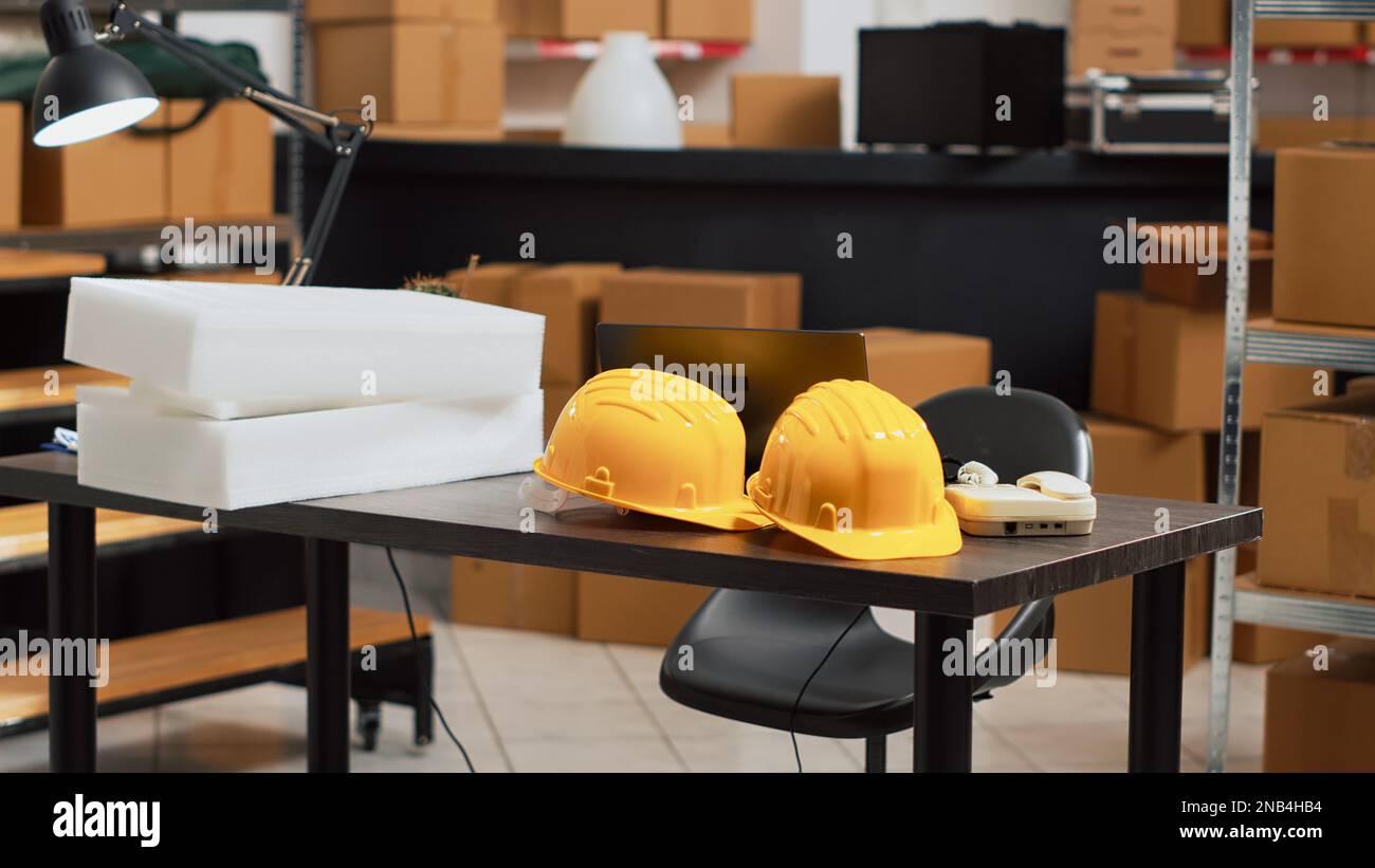 Empty storehouse space filled with multiple goods, storage room with ...